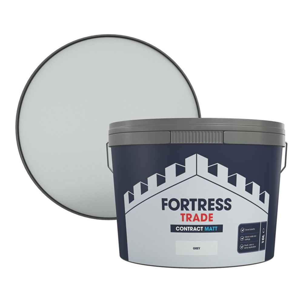 Fortress Trade Contract 10Ltr Grey Matt Emulsion Paint - Screwfix
