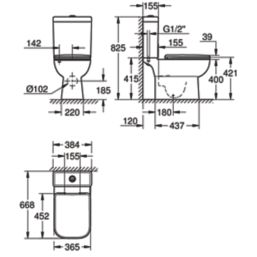 Grohe Start Edge Ceramic Bundle Soft-Close Close Coupled Toilet Dual ...