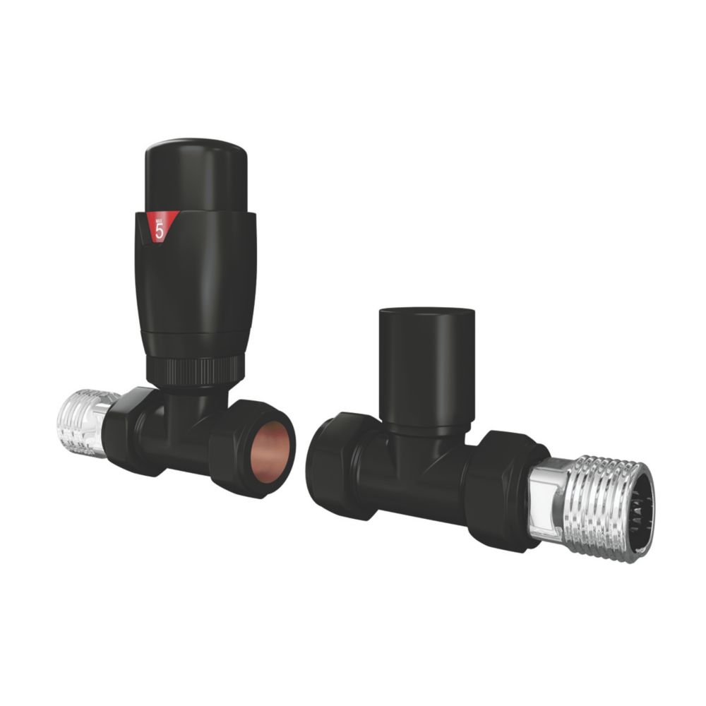 ETAL Danva 15mm x 1/2" Satin Black Straight Modern Thermostatic ...