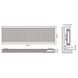 Flomasta 600mm x 1400mm 6384BTU White Type 21 Convector Radiator - Screwfix