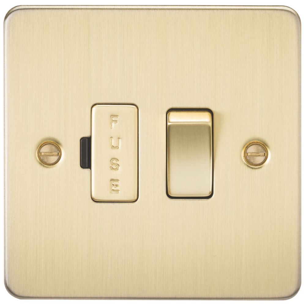 Knightsbridge 13A Switched Fused Spur Brushed Brass - Screwfix