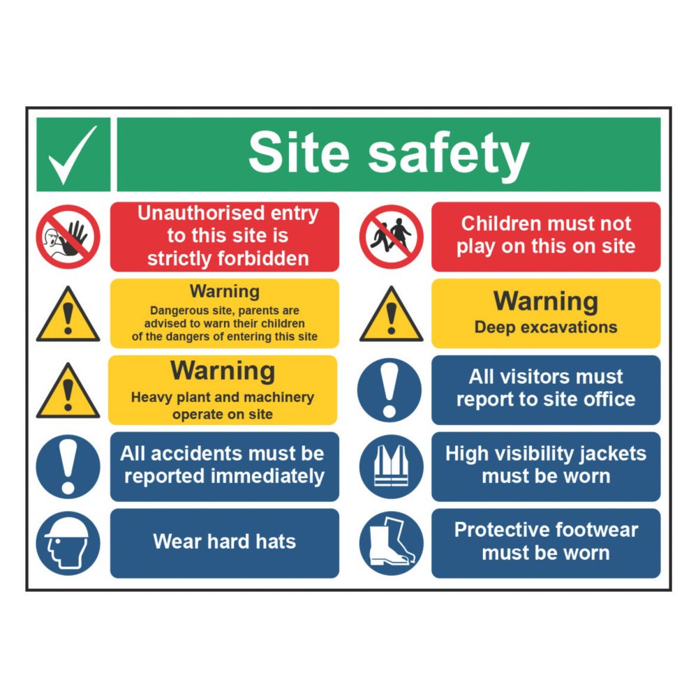 Essentials "Site Safety" Notice Sign 600mm x 800mm - Screwfix
