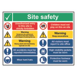 Essentials "Site Safety" Notice Sign 600mm x 800mm - Screwfix