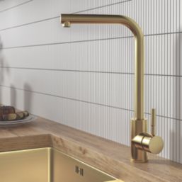 ETAL Vito Single Lever Mono Mixer Kitchen Tap Brushed Brass - Screwfix