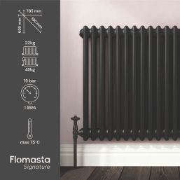 Flomasta 600mm x 785mm 3376BTU Black Horizontal 3 Column Radiator ...
