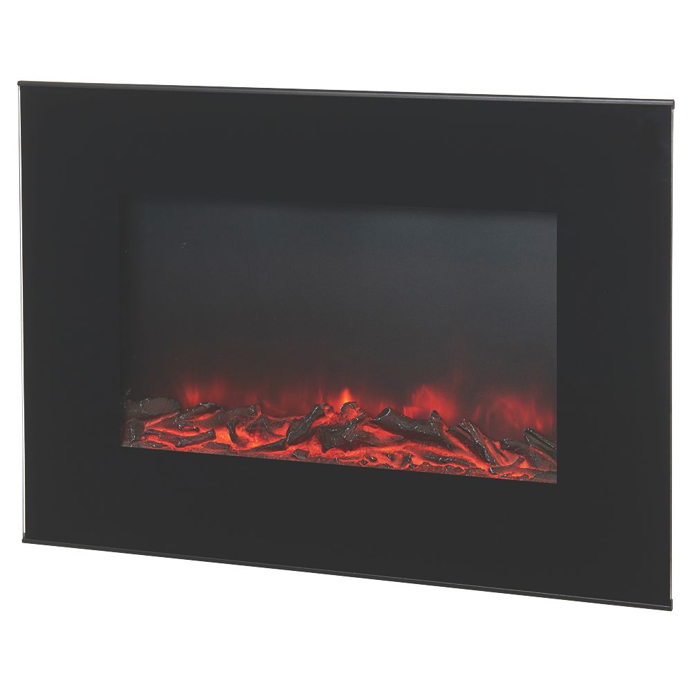 Lingga Black Remote Control Wall-Hung Electric Fire | Fires | Screwfix.com