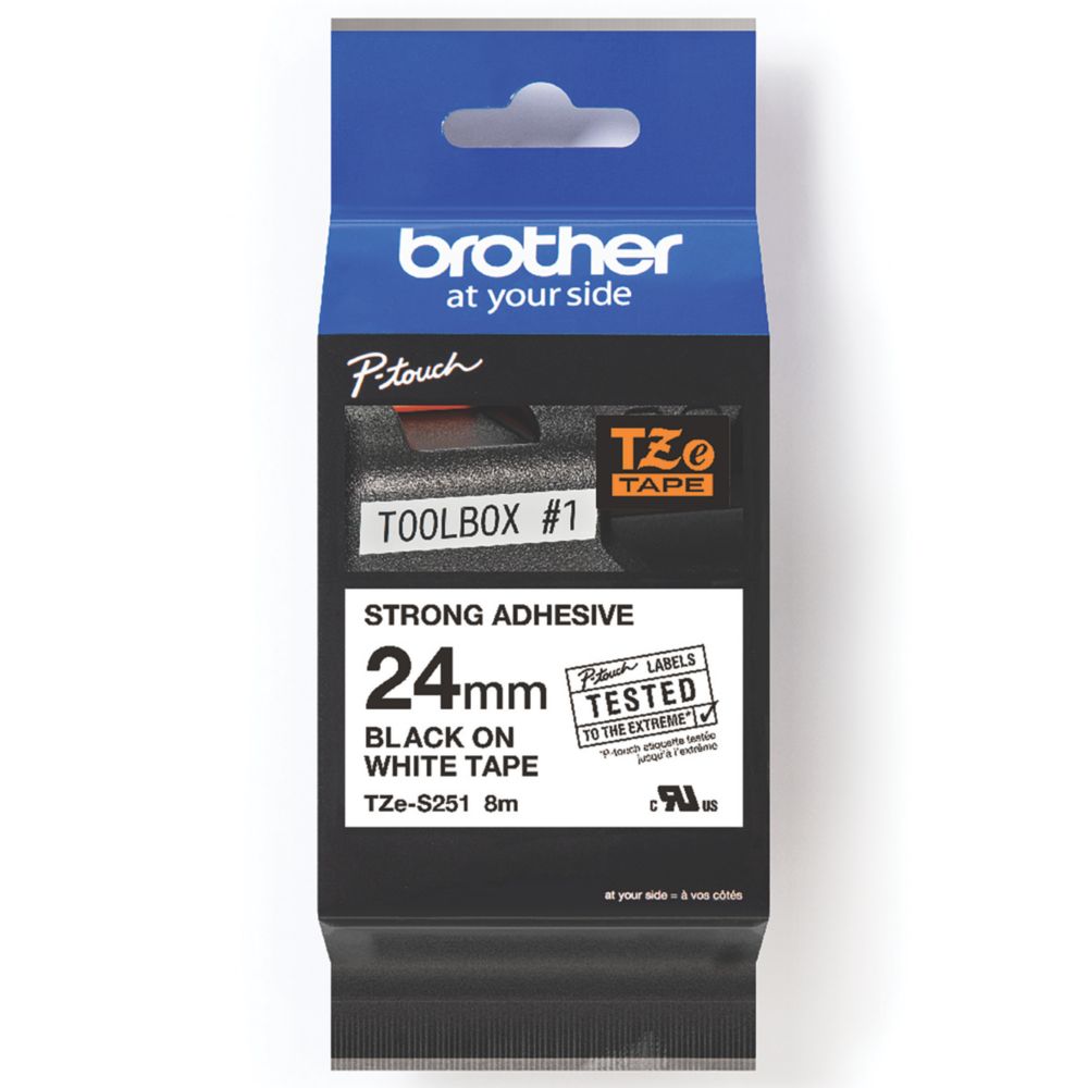 Brother TZES251 Strong Adhesive Labelling Tape 24mm x 8m - Screwfix