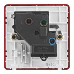 Arlec 13A 1-Gang SP Switched Socket Red with White Inserts - Screwfix