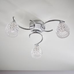 Quay Design Isabella LED 3-Light Flush Ceiling Light Chrome 7.5W 200lm ...