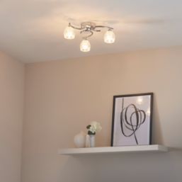 Quay Design Isabella LED 3-Light Flush Ceiling Light Chrome 7.5W 200lm ...