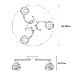 Quay Design Isabella LED 3-Light Flush Ceiling Light Chrome 7.5W 200lm ...