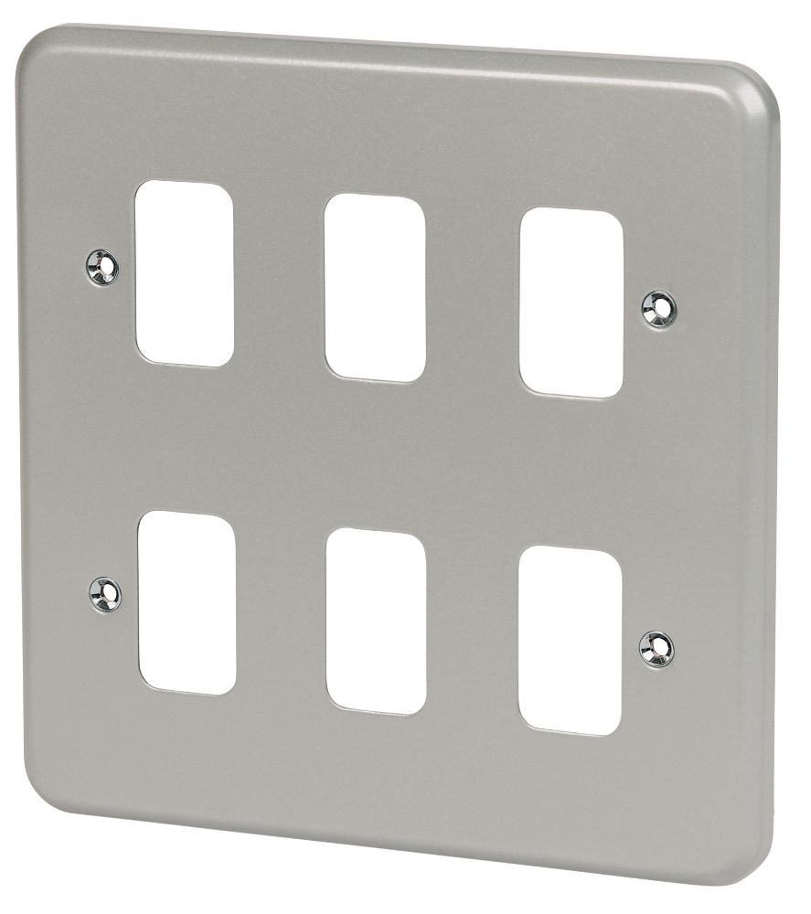 MK Grid Plus 6-Module Grid Faceplate Grey - Screwfix