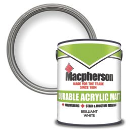Macpherson 5Ltr Brilliant White Matt Emulsion Wall & Ceiling Paint ...