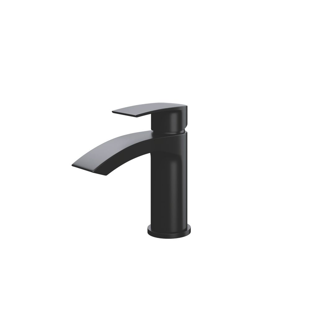 ETAL Spear Matt Black 184mm Standard Lever Mono Basin Mixer Tap - Screwfix