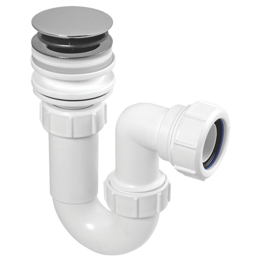 McAlpine Unslotted Pop Up All-in-One Basin Waste with Tubular Trap ...