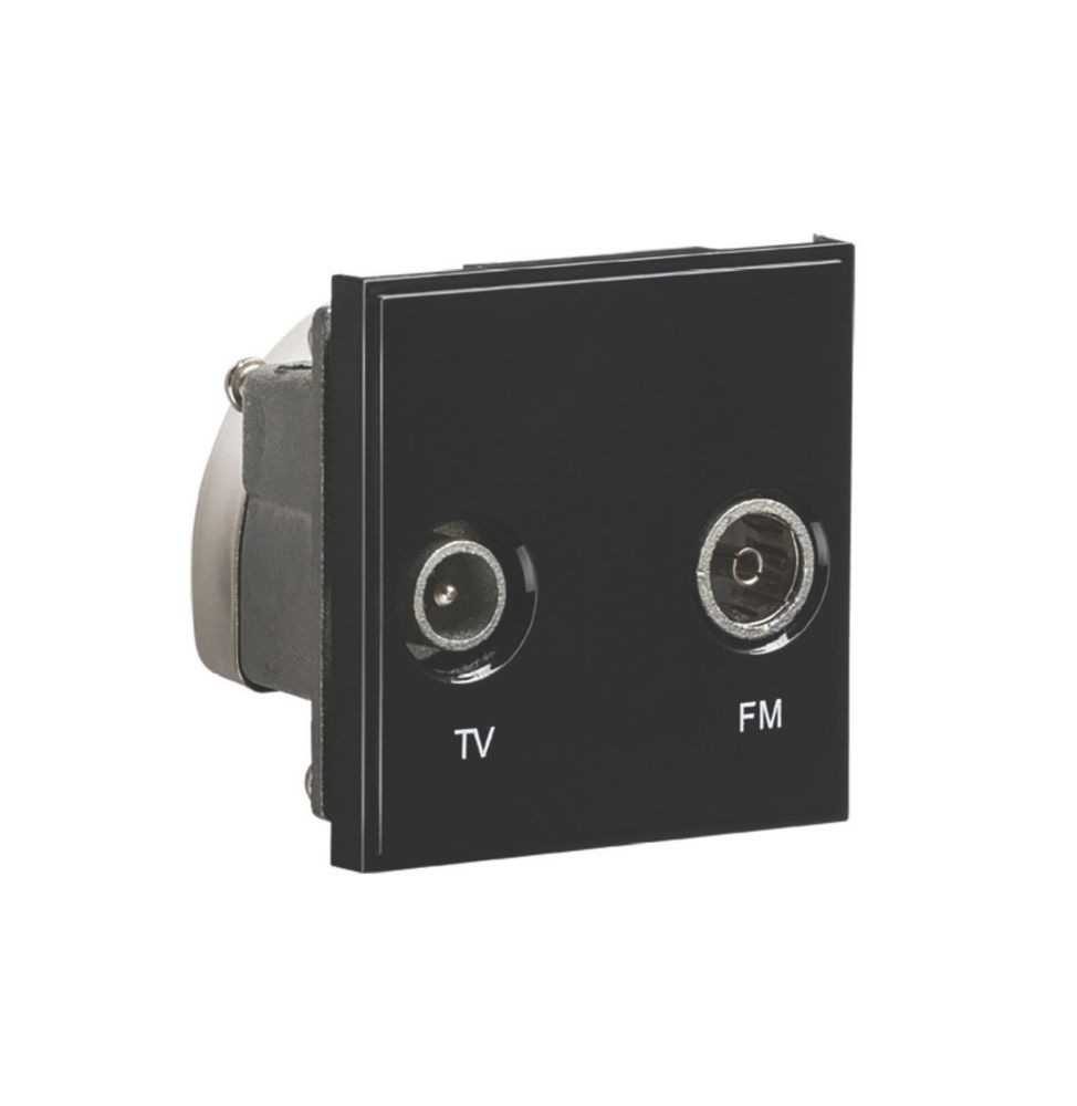 Knightsbridge Duplex Modular Multimedia Socket Black - Screwfix