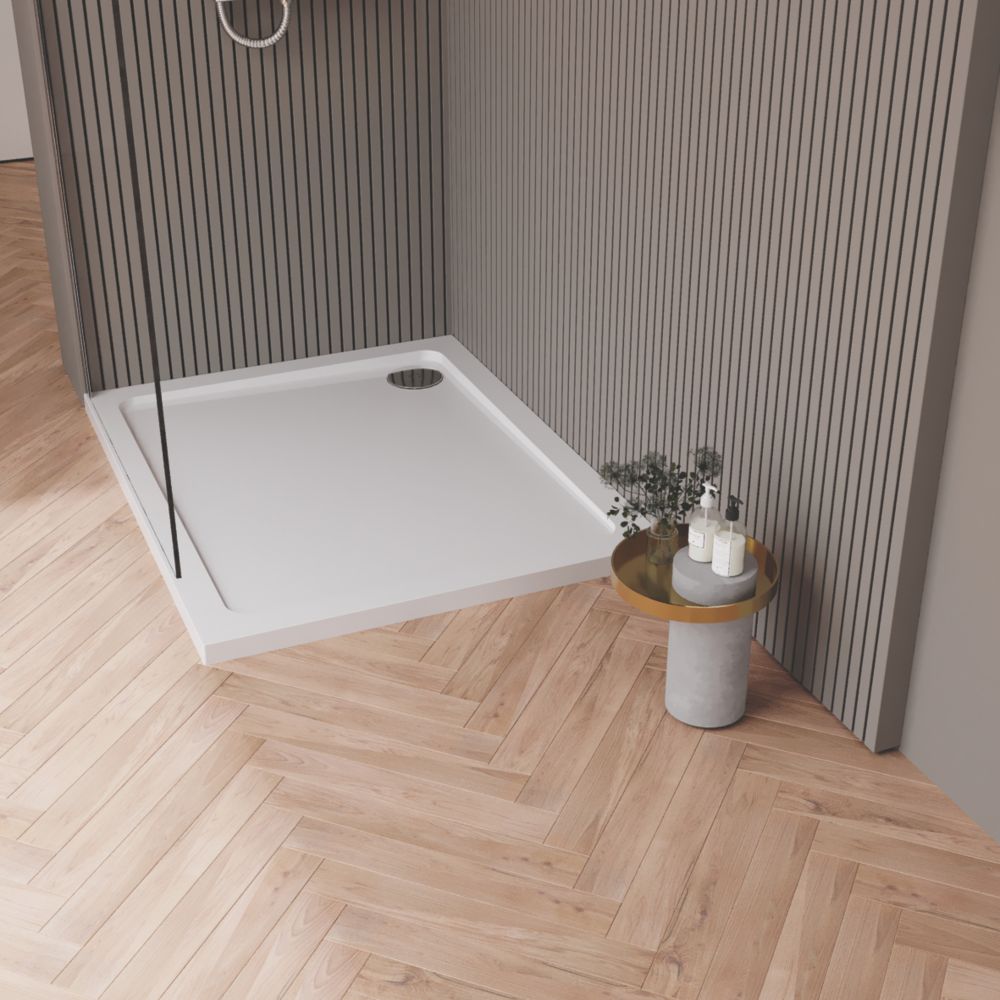 ETAL Pearlstone Matrix Rectangular Shower Tray White 1000mm x 800mm x ...