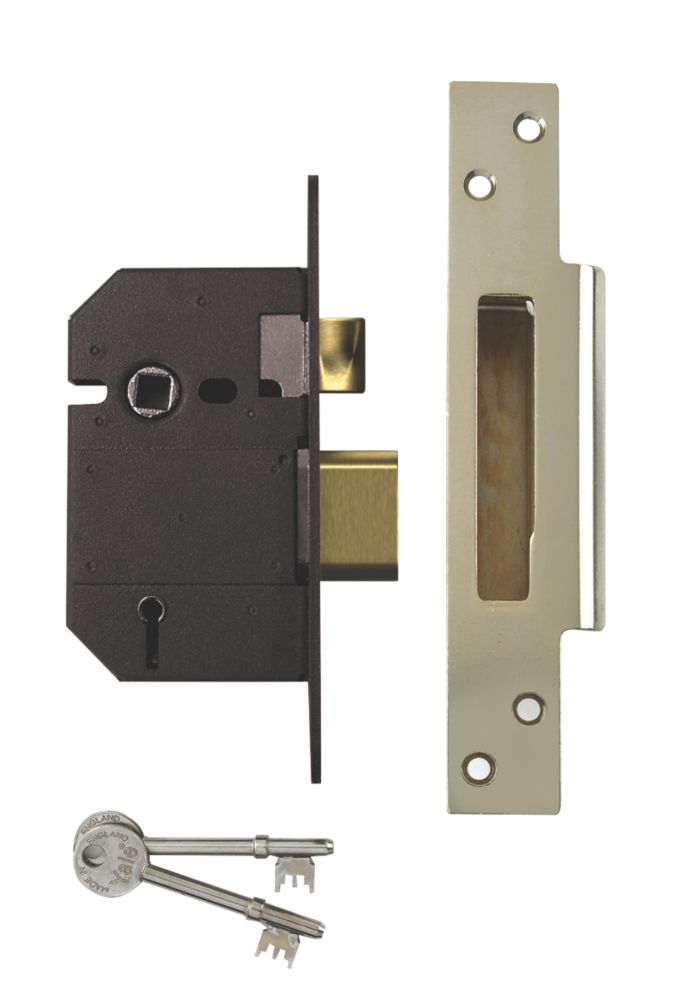 Yale Polished Brass 5-Lever Sashlock 76mm Case - 57mm Backset - Screwfix