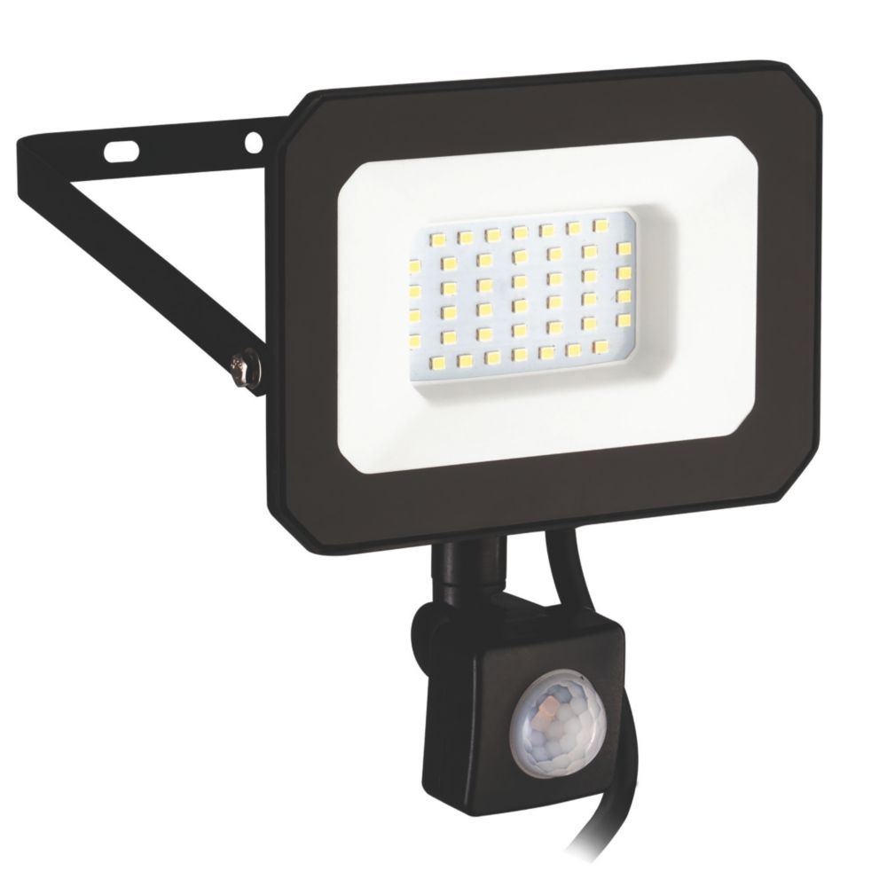 Eglo Risacca-E Outdoor LED Flood Light With PIR Sensor Black 30W 2800lm ...