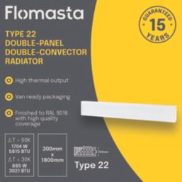 Flomasta Type 22 Double-Panel Double Convector Radiator 300mm x 1800mm ...