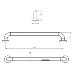 ETAL Straight Doc M Grab Bar Blue 600mm - Screwfix
