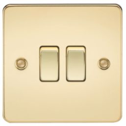 Knightsbridge 10AX 2-Gang 2-Way Light Switch Polished Brass - Screwfix