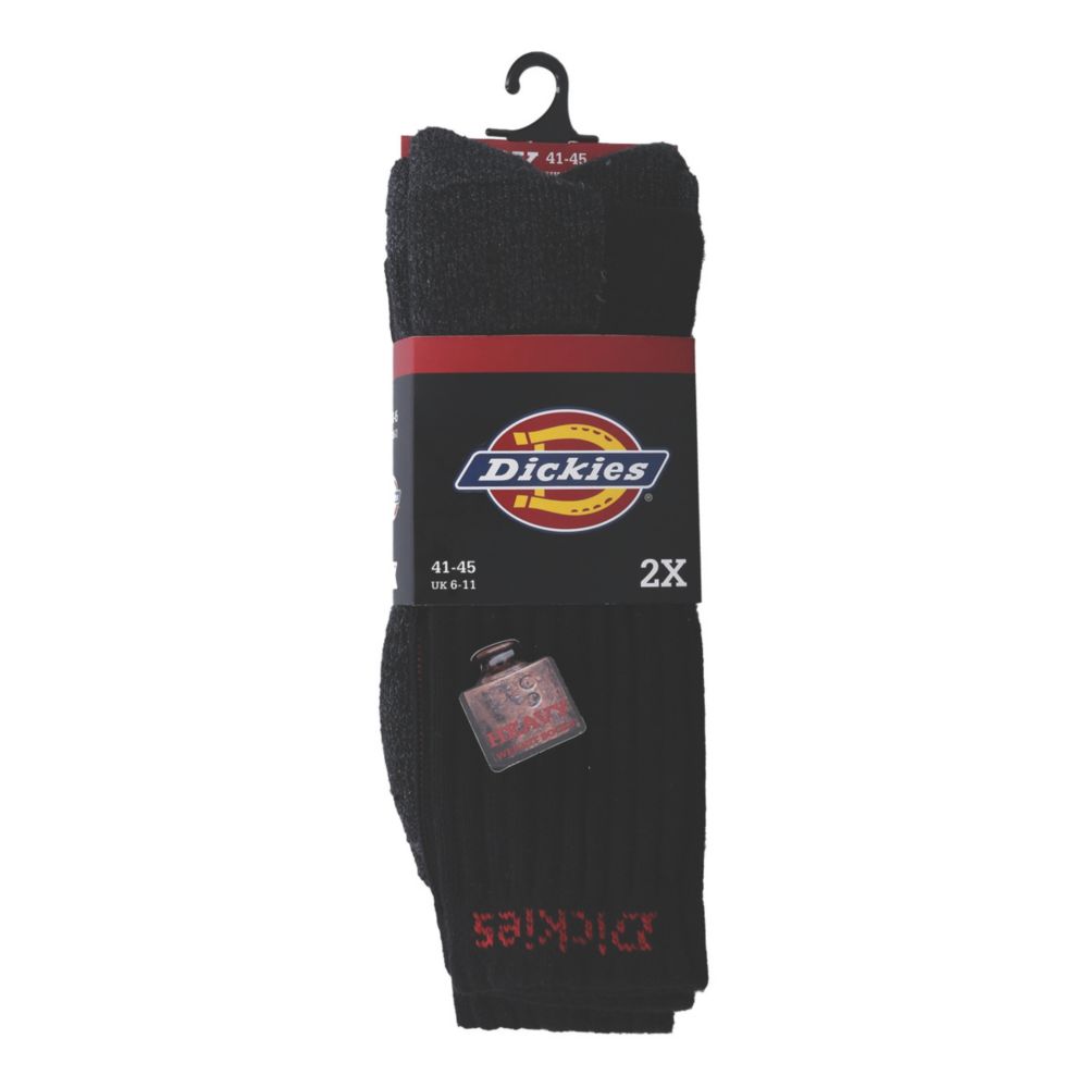 Dickies Work Socks Black 9-11 2 Pairs - Screwfix