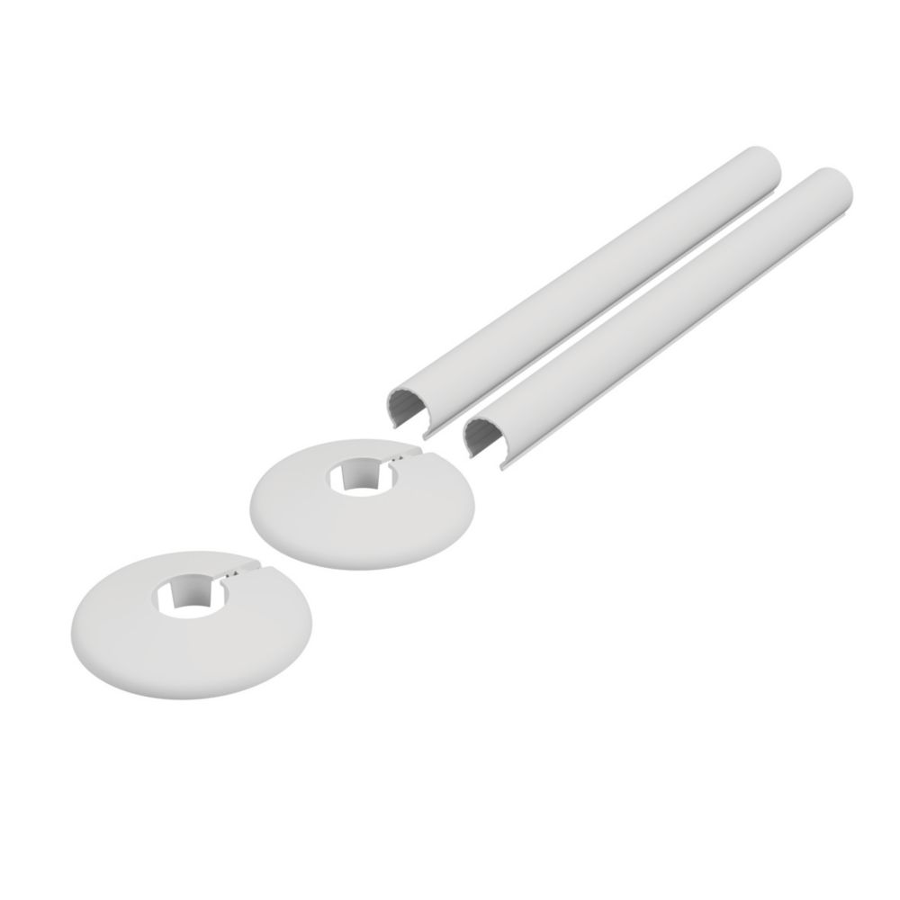 ETAL Enzo Radiator Pipe Covers and Collars Set White 16mm x 200mm 4 ...