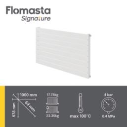 Flomasta 578mm x 1000mm 2078BTU White Horizontal Designer Radiator ...