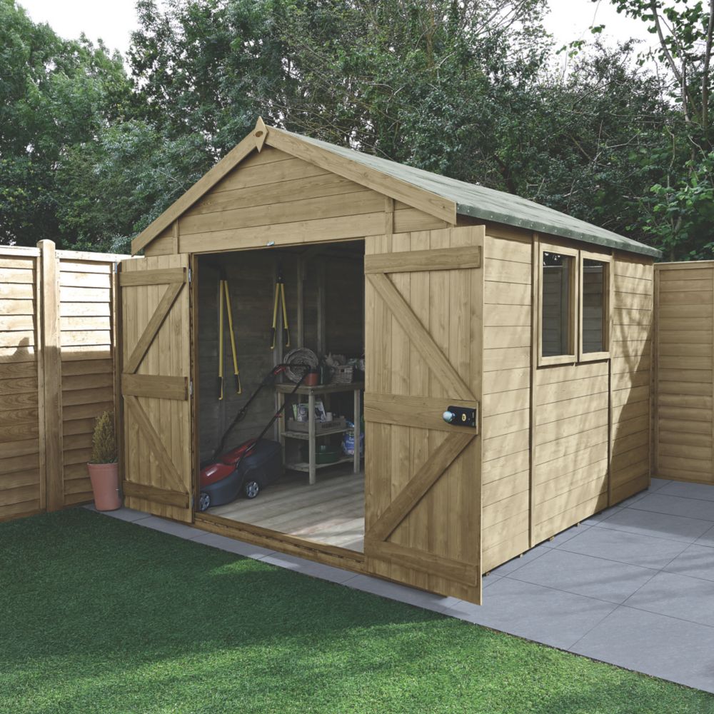 Forest Timberdale 8' 6" x 10' (Nominal) Apex Tongue & Groove Timber Shed - Screwfix