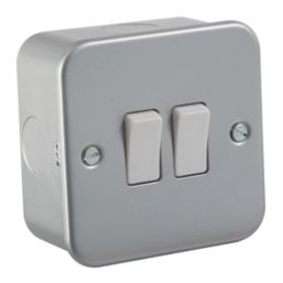 Knightsbridge 10AX 2-Gang 2-Way Metal Clad 10AX Switch with White ...