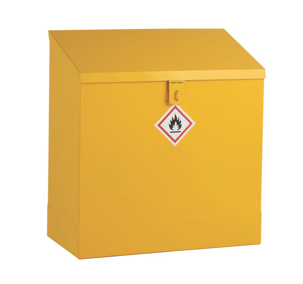 Barton Flammable Liquid Sloping Top Storage Bin Yellow 609mm x 330mm x ...