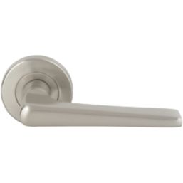 Smith & Locke Contour Lever on Rose Door Handle Pair Brushed Nickel ...