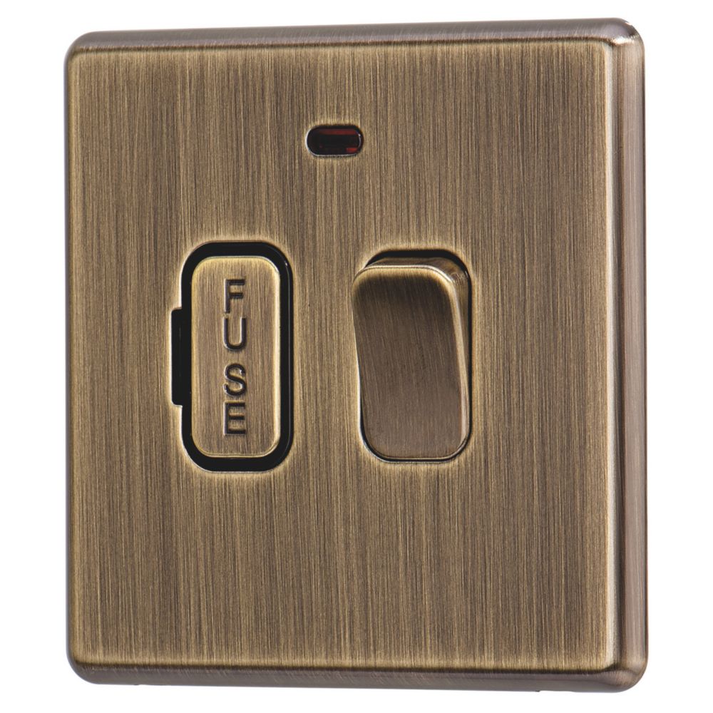 Arlec 13A Switched Fused Spur with Neon Antique Brass with Colour ...