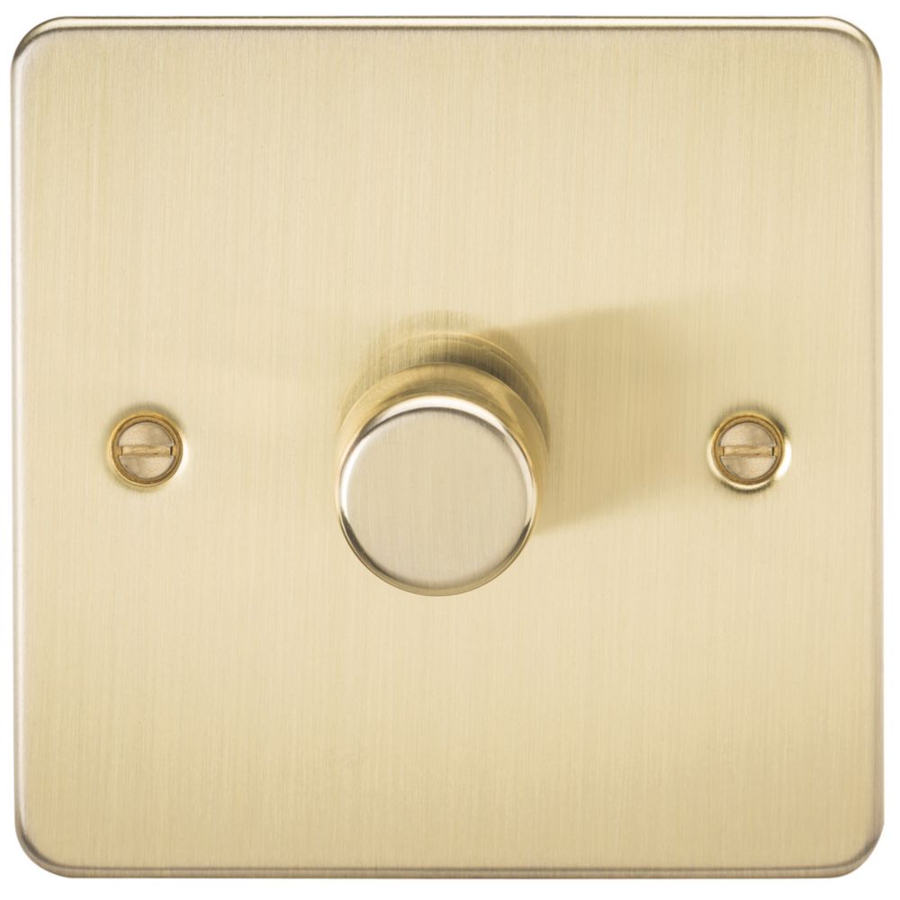 Knightsbridge 1-Gang 2-Way LED Intelligent Dimmer Switch Brushed Brass ...