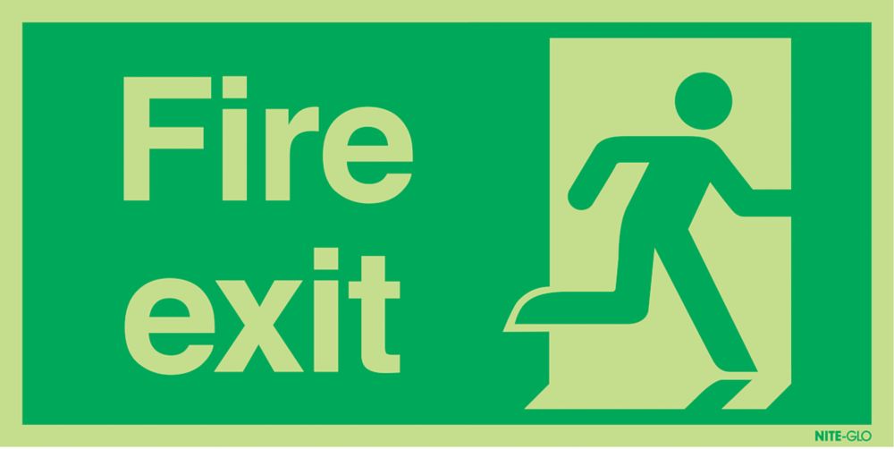 Nite Glo Photoluminescent Fire Exit Running Man Right Sign 150mm X