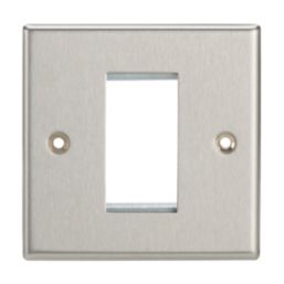 Contactum iConic 1-Module Modular Faceplate Brushed Steel - Screwfix
