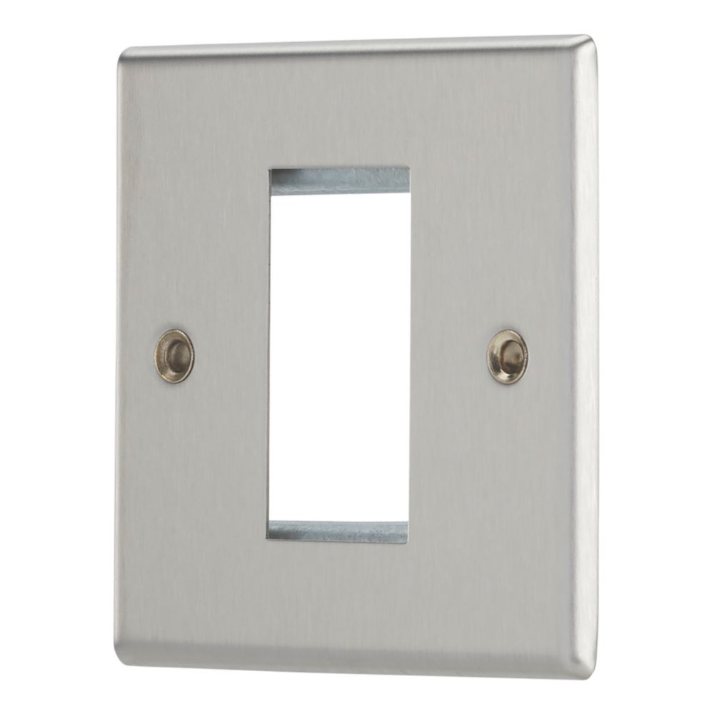 Contactum iConic 1-Module Modular Faceplate Brushed Steel - Screwfix