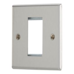 Contactum iConic 1-Module Modular Faceplate Brushed Steel - Screwfix