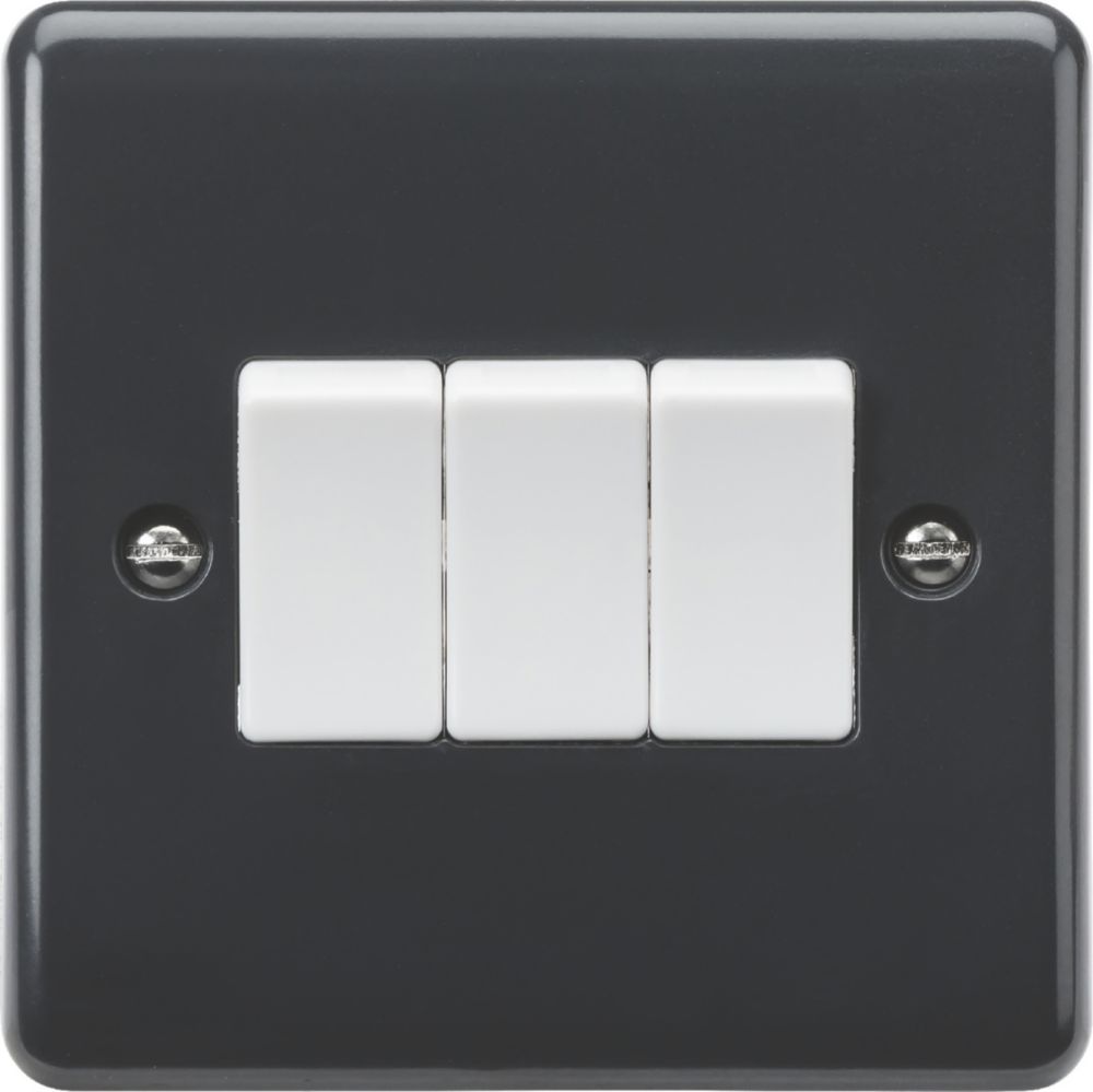 Knightsbridge Part M 10AX 3-Gang 2-Way Light Switch Anthracite - Screwfix