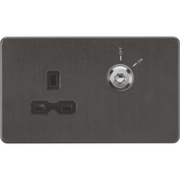 Knightsbridge 13A Key Switch 1-Gang DP Switched Socket Smoked Bronze ...
