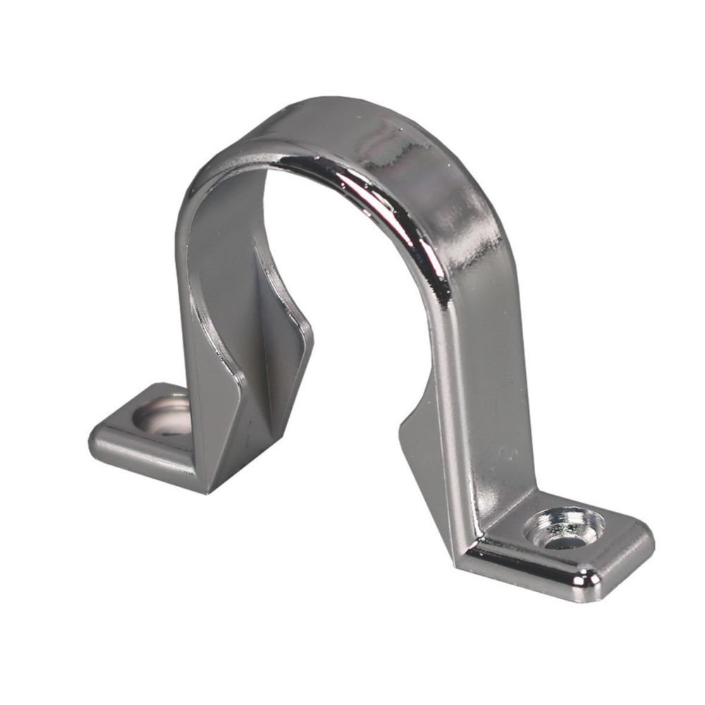 FloPlast Compression Uni Waste Pipe Clips Chrome 32mm 3 Pack - Screwfix