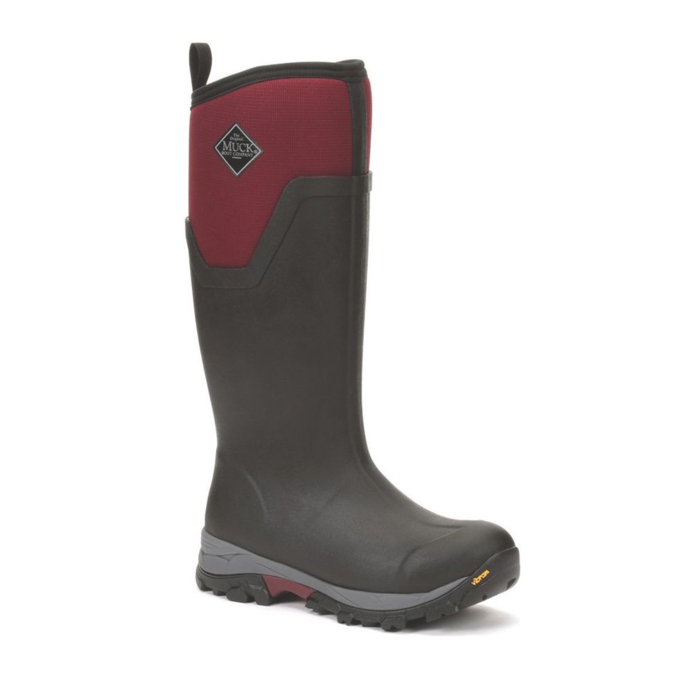 Muck Boots Arctic Ice Tall Size 6 Womens Black/Red Non Safety Wellies ...