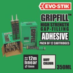 Evo-Stik Gripfill Solvented Grab Adhesive Beige 350ml 12 Pack - Screwfix