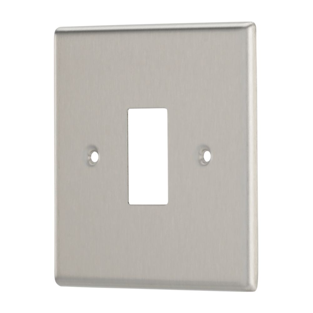 Contactum iConic 1-Module Grid Faceplate Brushed Steel - Screwfix