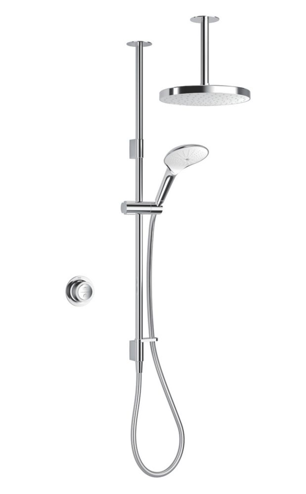 Mira Mode Dual Gravity-Pumped Ceiling-Fed Chrome Thermostatic Digital ...