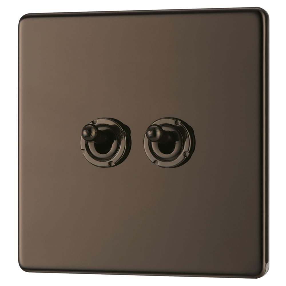 LAP 20A 16AX 2-Gang 2-Way Toggle Switch Black Nickel - Screwfix