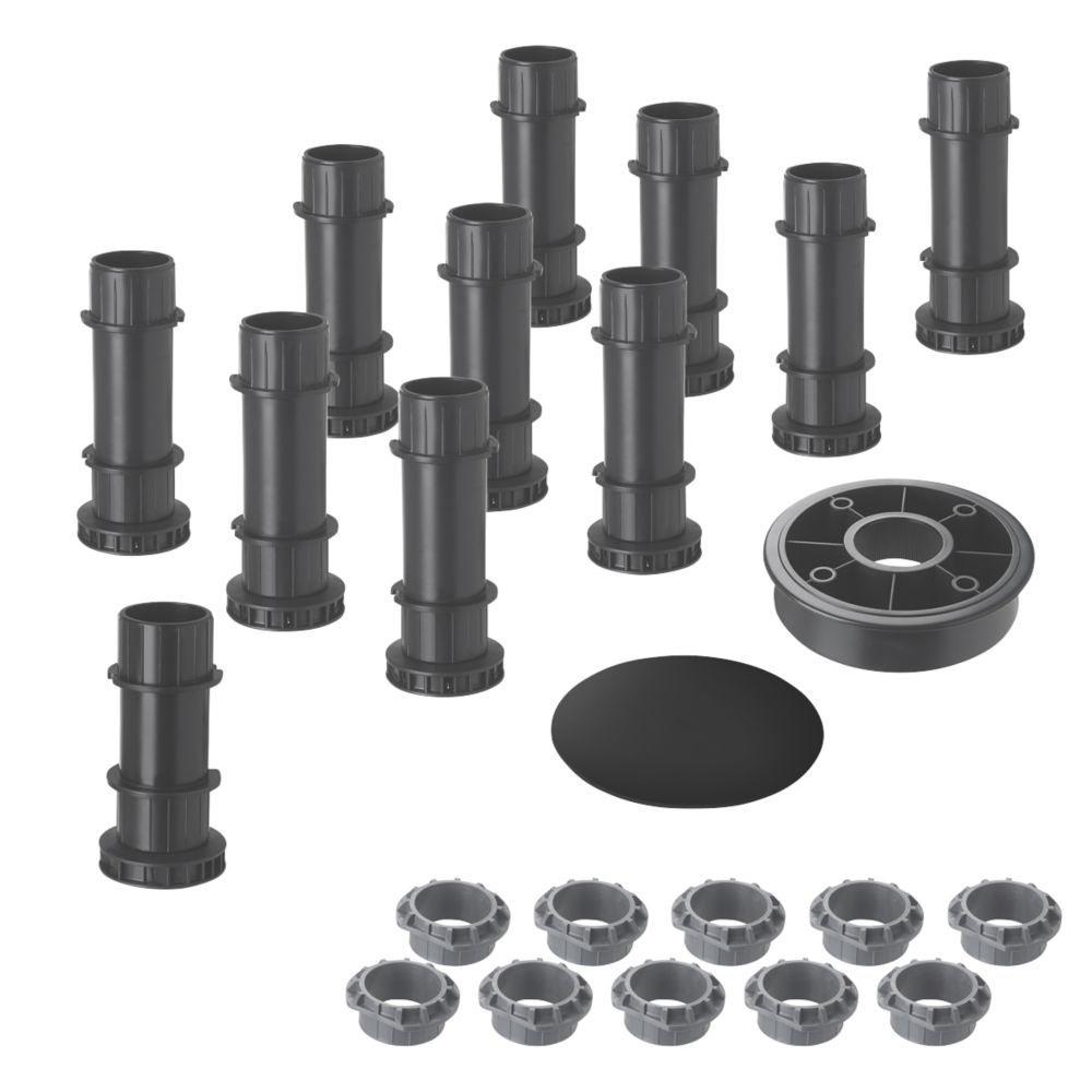 Mira Flight Level Tray Riser Leg Set Black/Grey 49mm 11 Pieces - Screwfix