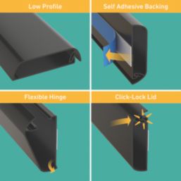 D-Line PVC Black TV Cable Cover 60mm x 15mm x 1m - Screwfix