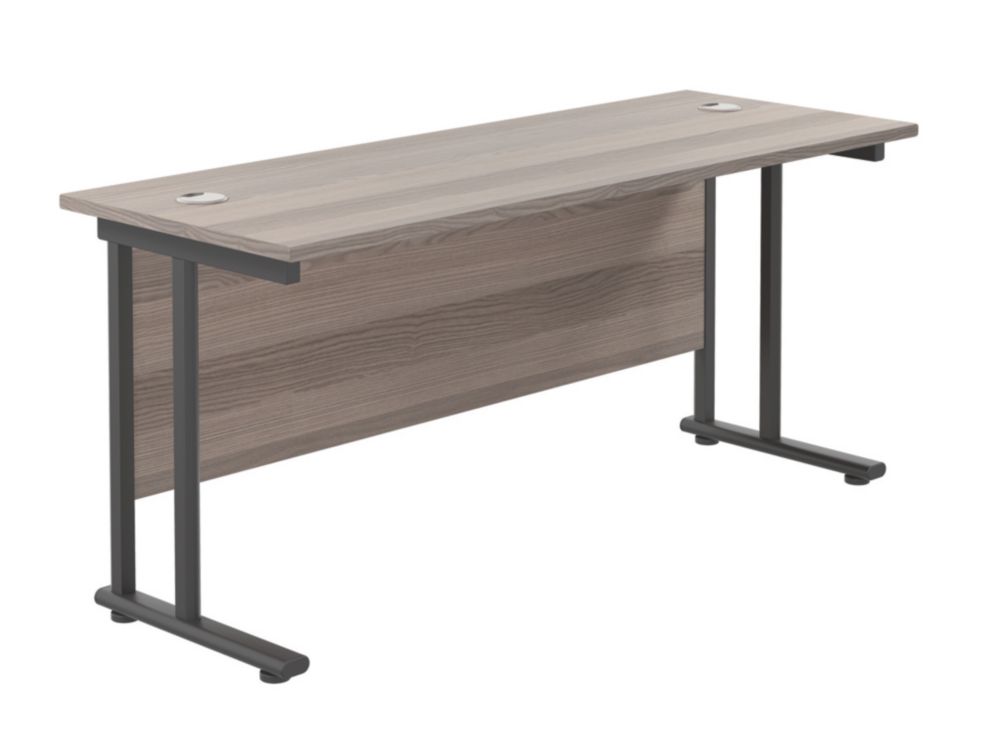 TC Group Aztec Twin Upright Rectangular Office Desk Grey Oak/Black ...